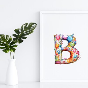 Watercolor Party Alphabet Clipart, PNG Individual Images on Transparent ...