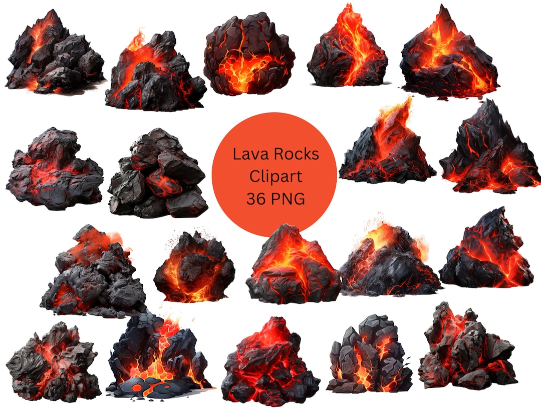 Lava Rocks Clipart, PNG Digital Files on Transparent Background ...