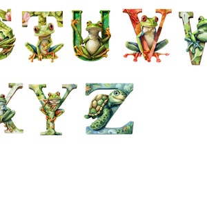 Watercolor Frog Alphabet Clipart, Transparent Background, High Quality ...