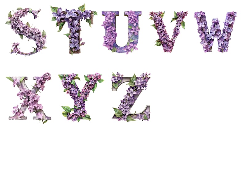 Lilac Flower Alphabet, Letters Png, Alphabet Png, Instant Download for ...