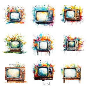 Watercolor Television Clipart, Tvs Clipart, PNG Digital Files on ...