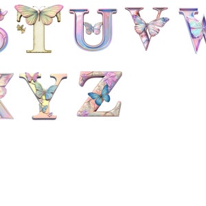 Pastel Butterflies Alphabet, Butterflies Letter Instant Download for ...