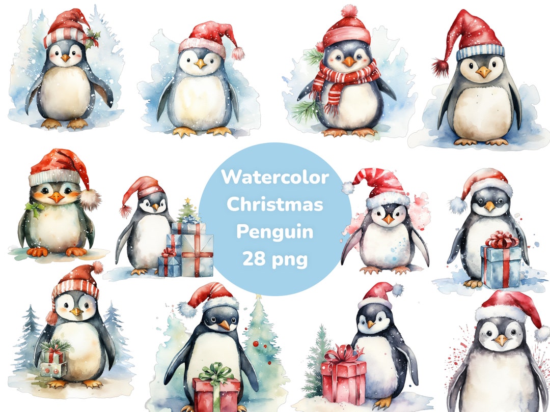 Watercolor Christmas Penguin, Penguin, Christmas, Transparent ...