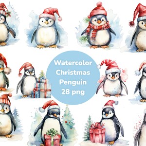 Watercolor Christmas Penguin, Penguin, Christmas, Transparent ...