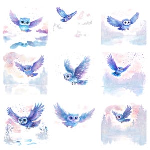 17 Pastel Owls Watercolor Clipart, Animals Clipart, PNG Individual ...