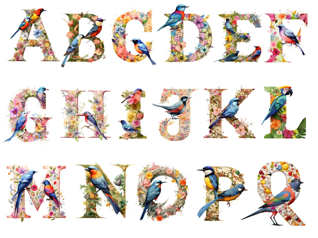 Birds Alphabet Clipart, Alphabet, Transparent Background, High Quality ...