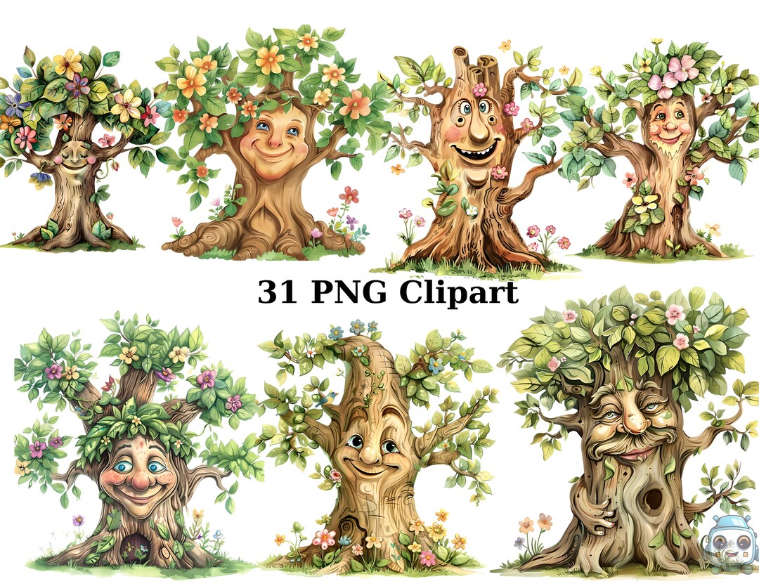31 Whimsical Trees Clipart, Whimsical Clipart, PNG Individual Images on ...