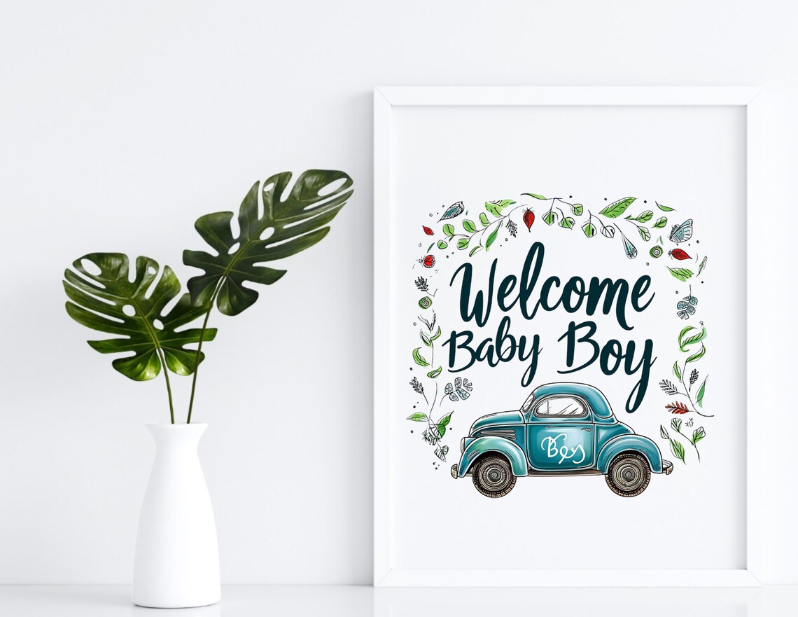 Welcome Baby Boy, PNG and SVG Digital Files on Transparent Background ...