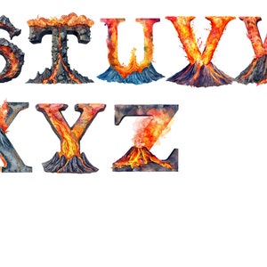 Watercolor Volcano Alphabet Clipart, PNG Individual Images on ...
