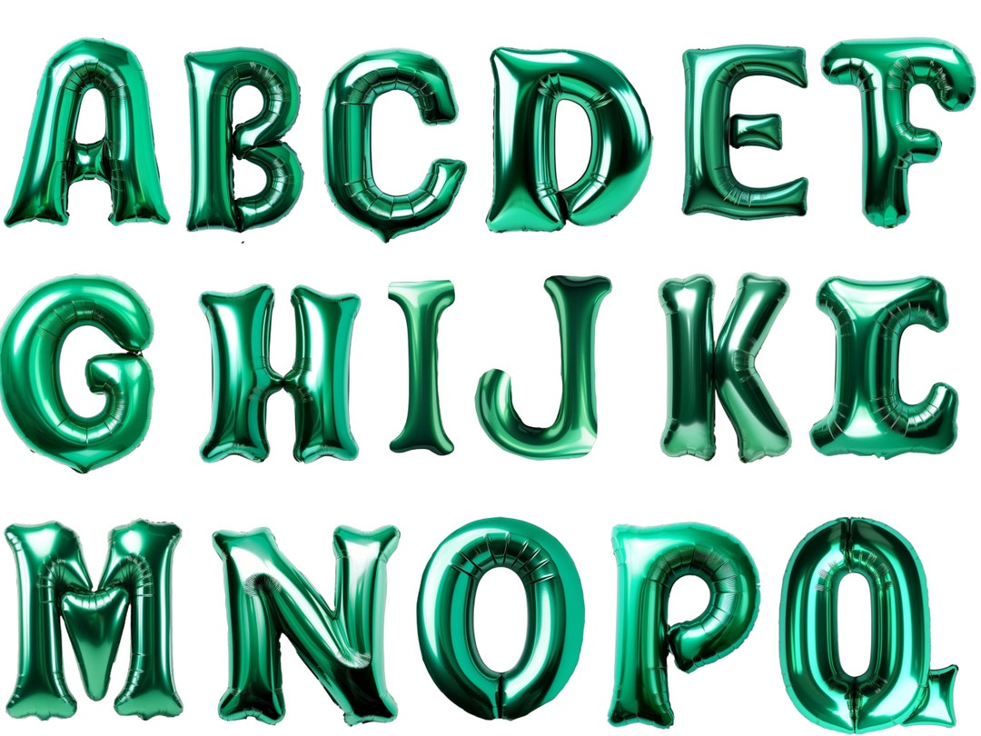 Green Foil Alphabet, Transparent Background, High Quality, Clipart ...