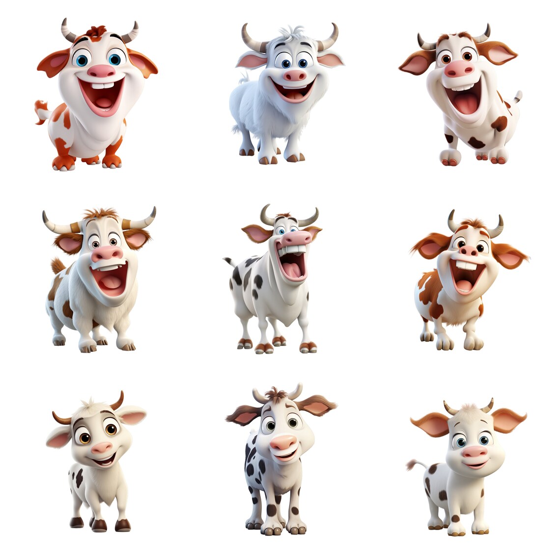 Cute Animated Cows Clipart, PNG Transparent Background, High Quality ...