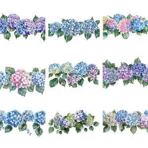 43 Hydrangeas Borders Watercolor Clipart, Floral Clipart, PNG Digital ...