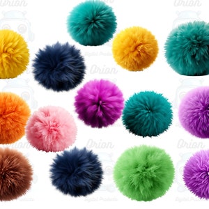 Pom-poms Clipart, Pom Pom PNG, Transparent Background, Scrapbook ...