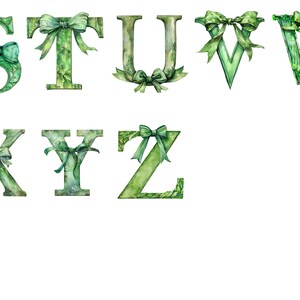 Watercolor Green Bow Alphabet, Bow Letter Instant Download for ...