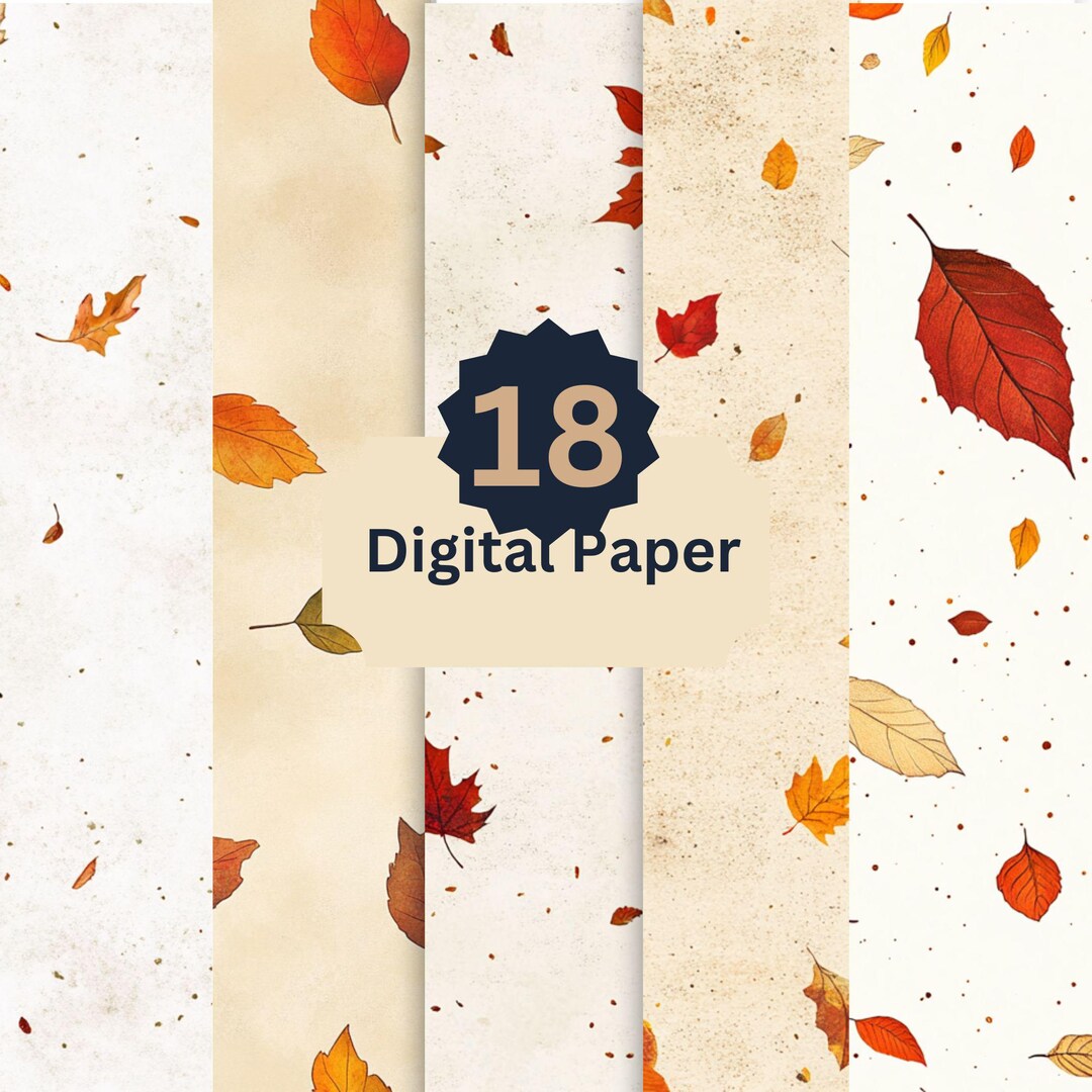 Autumn Leaves Digital Paper, 18 Fall Foliage Backgrounds, Rustic ...