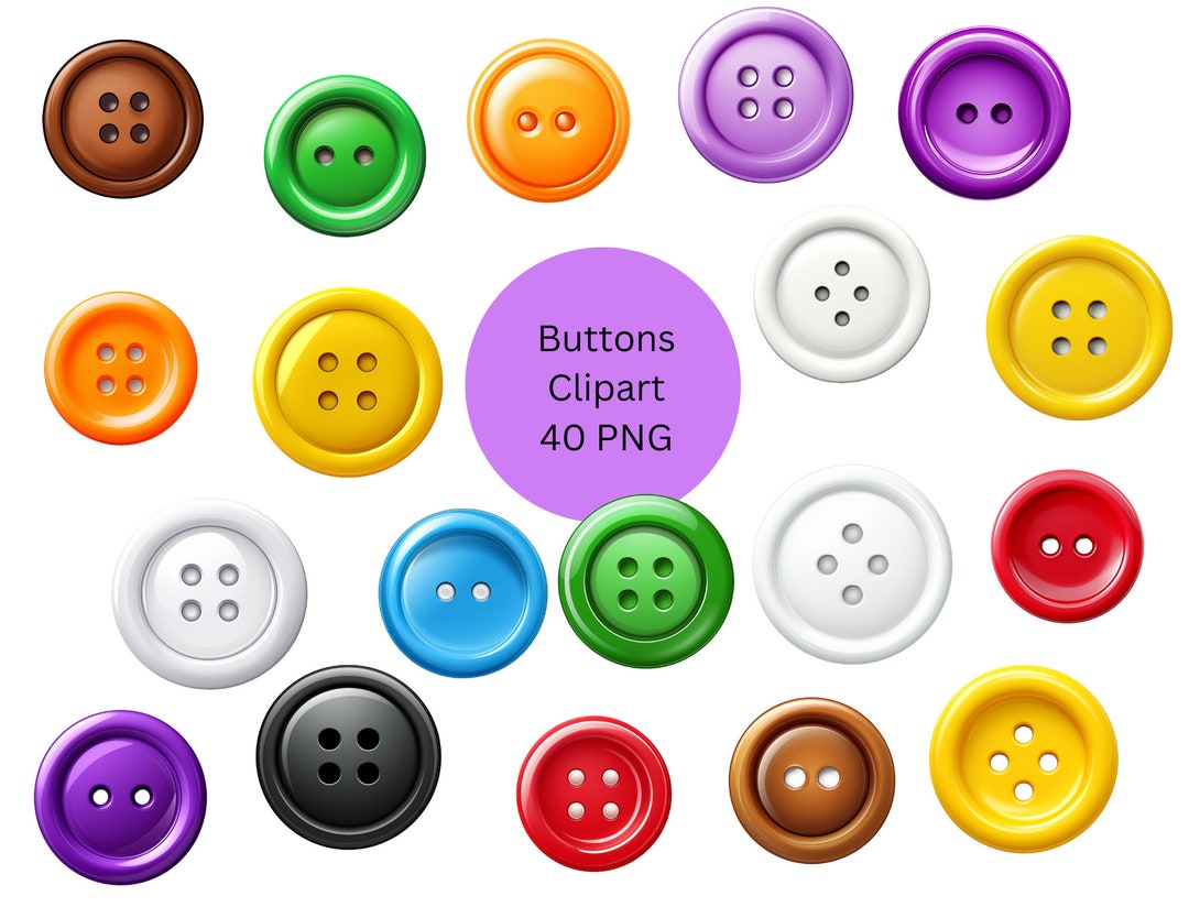 Buttons Clipart, PNG Digital Files on Transparent Background ...