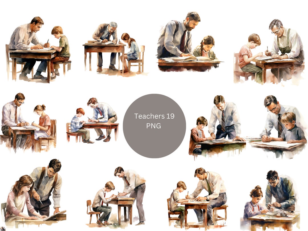 19 Teachers Watercolor Clipart, Teacher Clipart, PNG Digital Files on ...