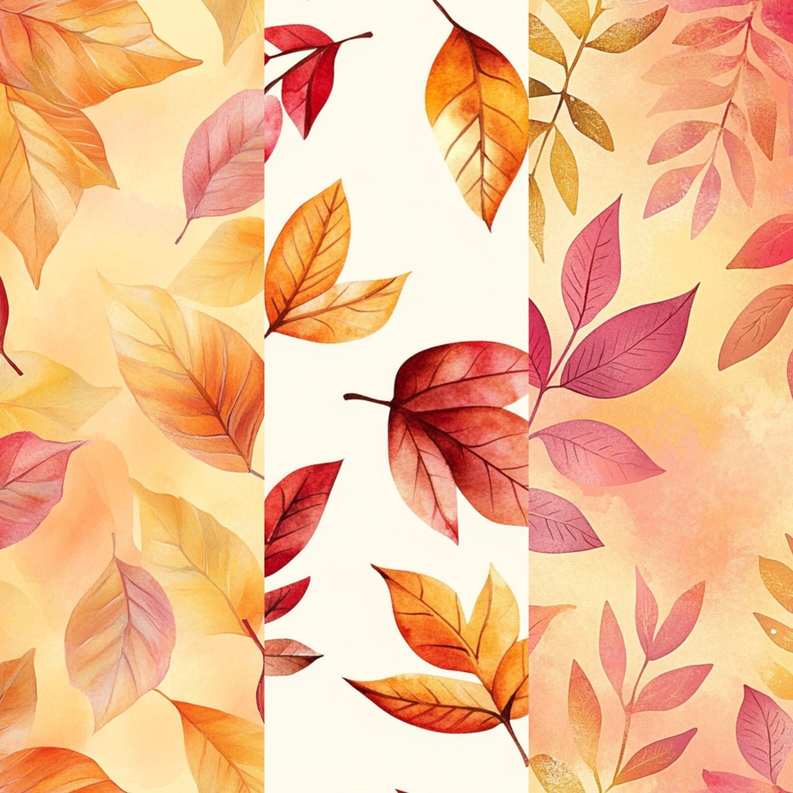 Autumn Leaves Digital Paper Bundle, Fall Leaf Backgrounds for ...