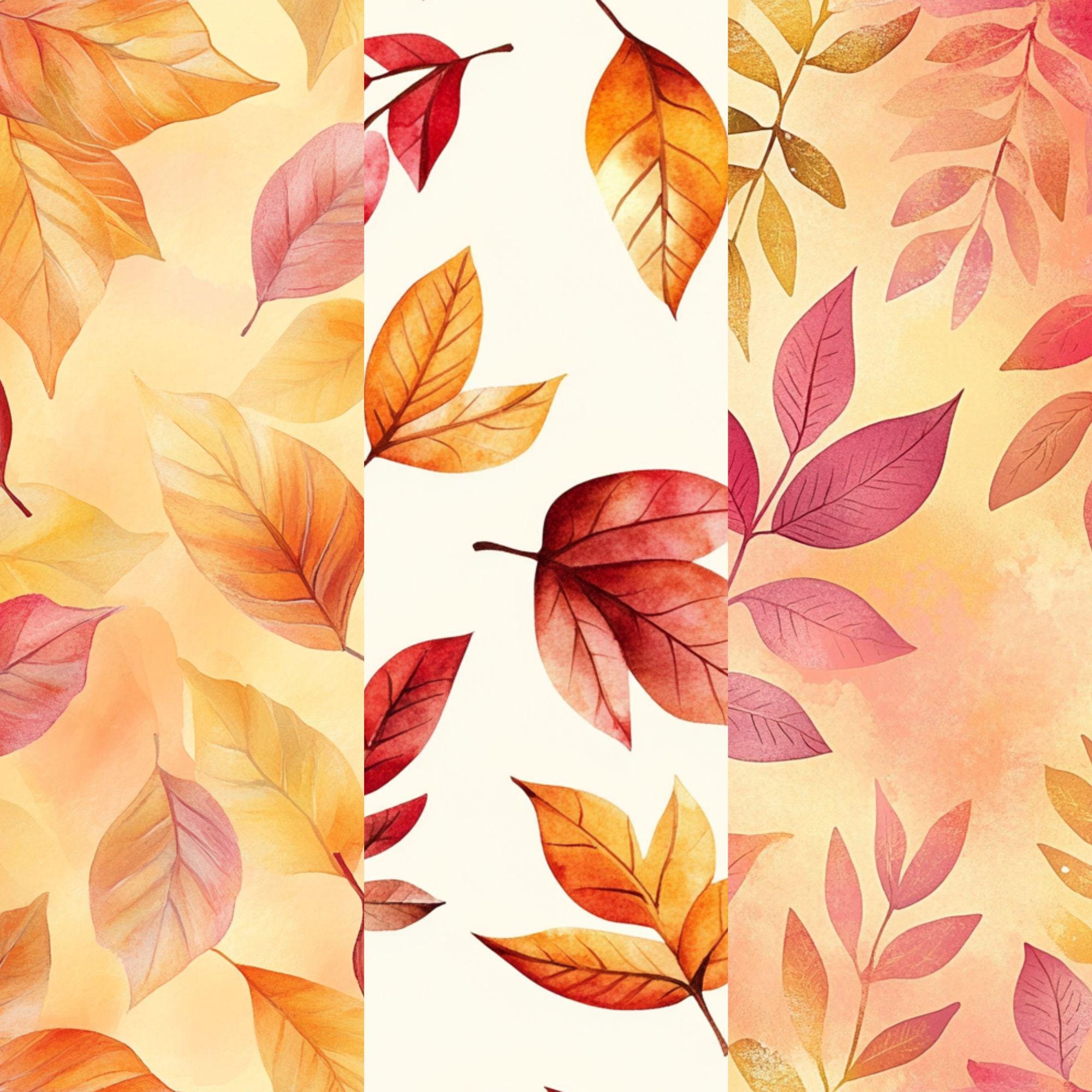 Autumn Leaves Digital Paper Bundle, Fall Leaf Backgrounds for ...
