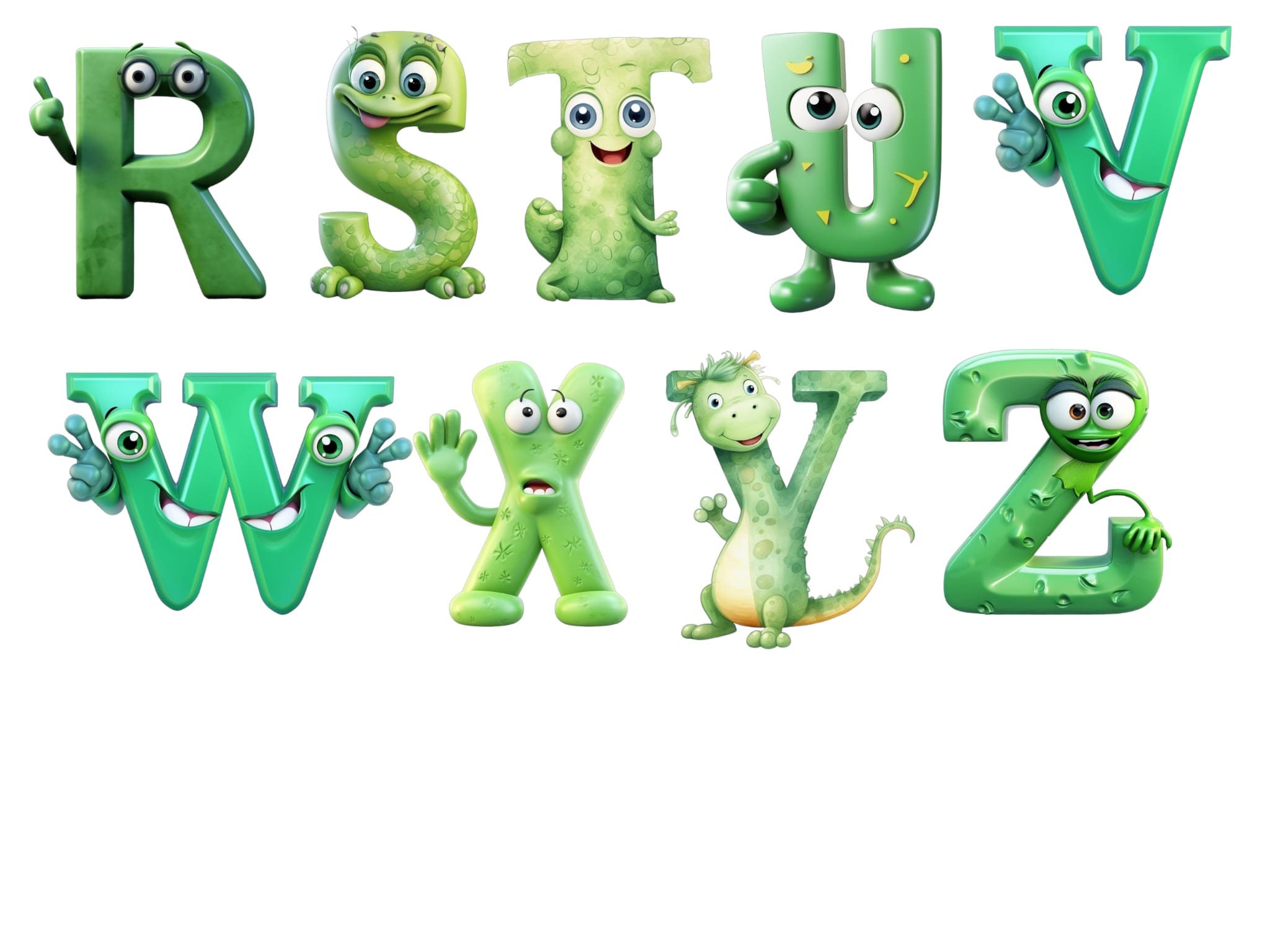 Green Kids Alphabet Happy Alphabet Transparent Background - Etsy