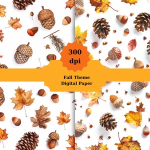 Fall Theme Digital Paper, Digital Paper Pack, Printable Scrapbook ...