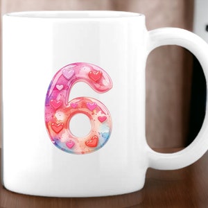 Watercolor Heart Numbers Clipart, PNG Individual Images, Commercial Use ...