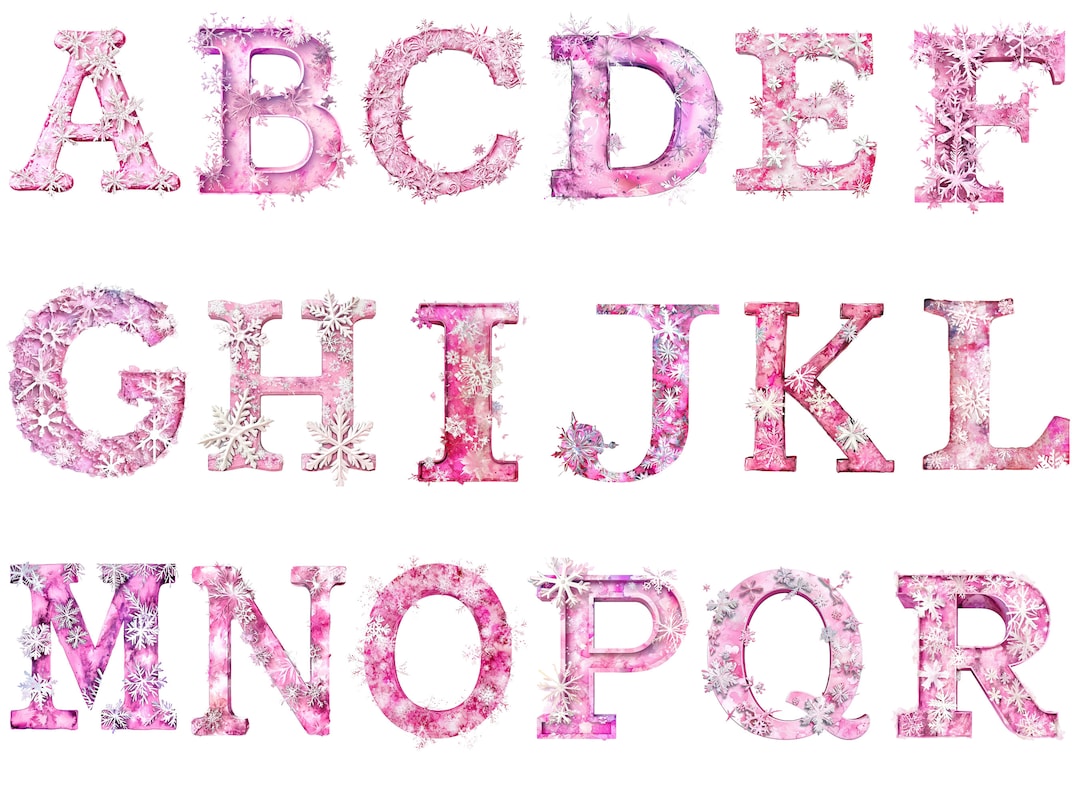Pink Snowflake Alphabet, Letters Png, Alphabet Png, Instant Download ...