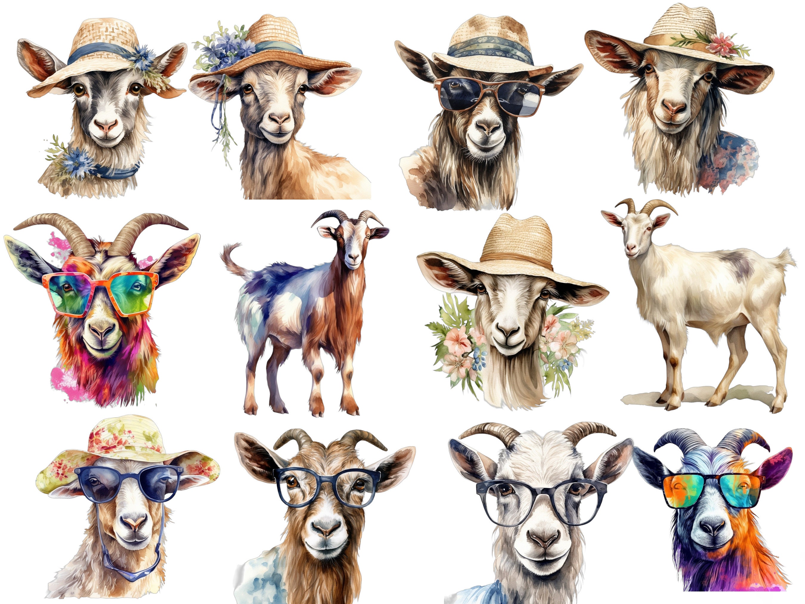 Watercolor Goat Clipart Transparent Background High Quality - Etsy ...