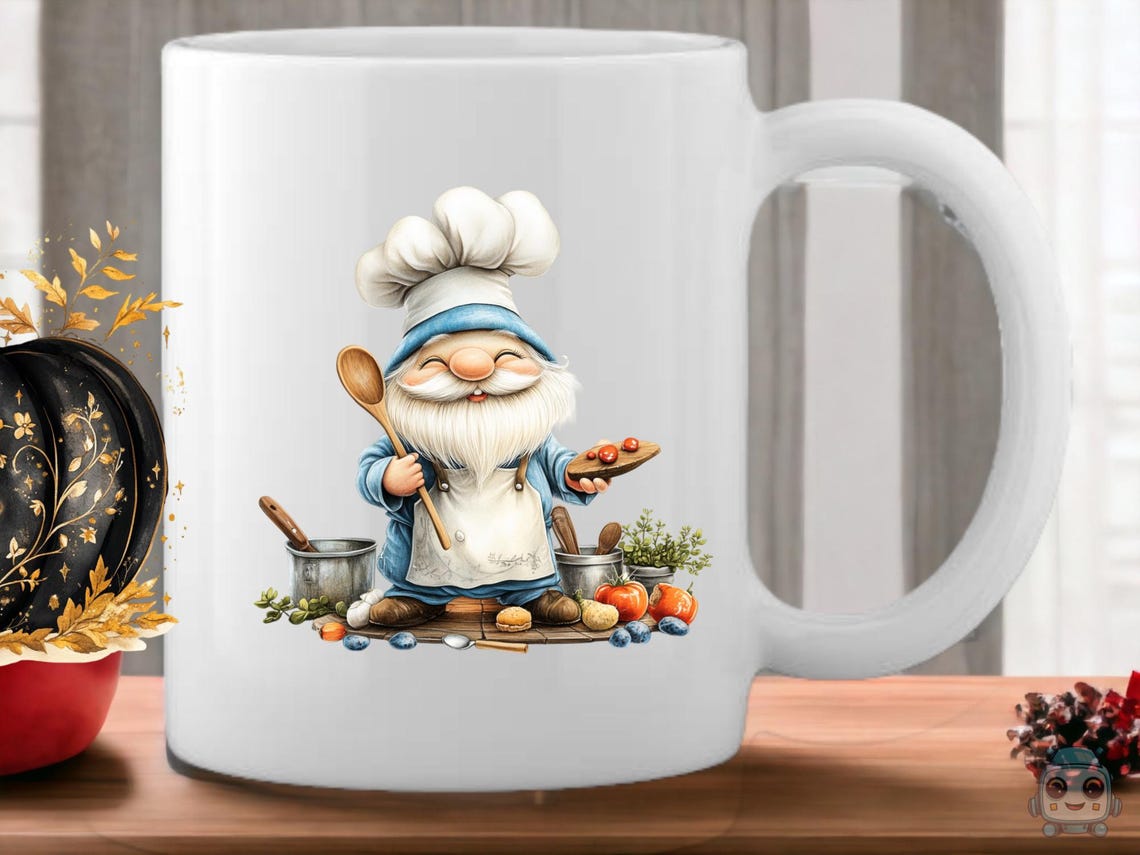 30 Gnome Cooks Watercolor Clipart, Gnome Clipart, PNG Individual Images ...