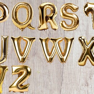 Gold Foil Balloon Alphabet Clip Art - Digital Instant Download Graphics ...