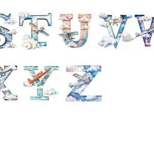 Watercolor Plane Alphabet Clipart, Plane Letters Png, Transparent ...