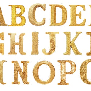 Gold Glitter Alphabet Clipart, Transparent Background, High Quality ...