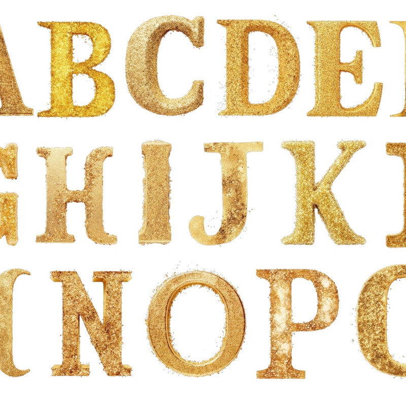 Gold Glitter Alphabet Clipart - Etsy