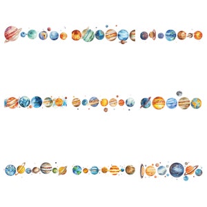 49 Planets Borders Watercolor Clipart, Border Clipart, PNG Individual ...