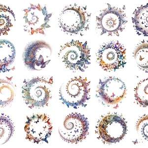 Spiral Butterfly Clipart, PNG Digital Files on a Transparent Background ...