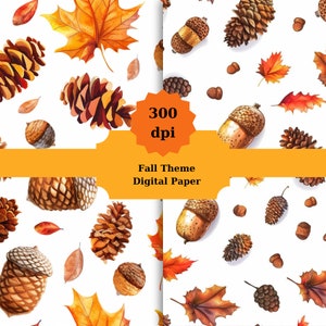 Fall Theme Digital Paper, Digital Paper Pack, Printable Scrapbook ...