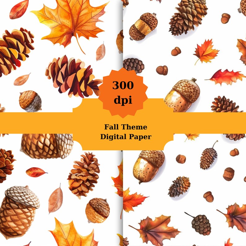 Fall Theme Digital Paper, Digital Paper Pack, Printable Scrapbook ...