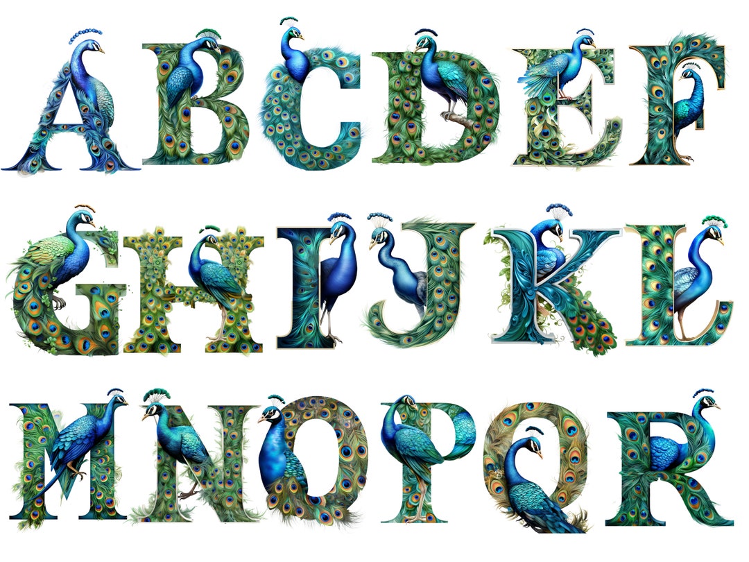 Peacock Alphabet, Letters Png, Alphabet Png, Instant Download for ...