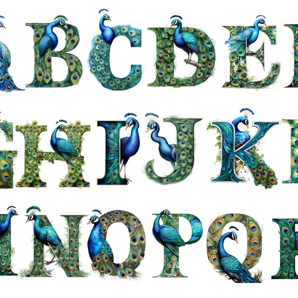 Peacock Letters Png - Etsy