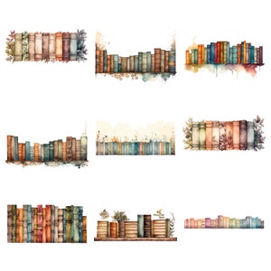 Watercolor Book Borders Clipart, PNG Digital Files on Transparent ...