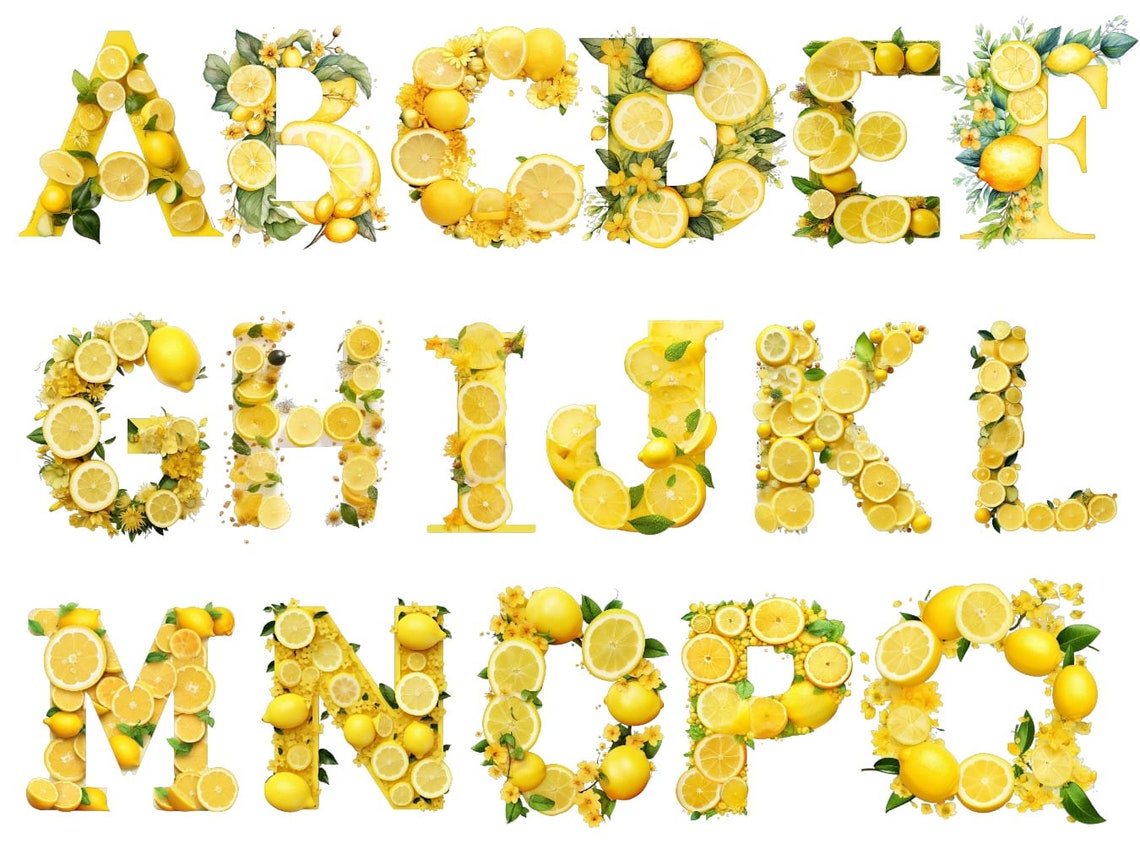 Lemon Alphabet Letters Png Alphabet Png Instant Download - Etsy