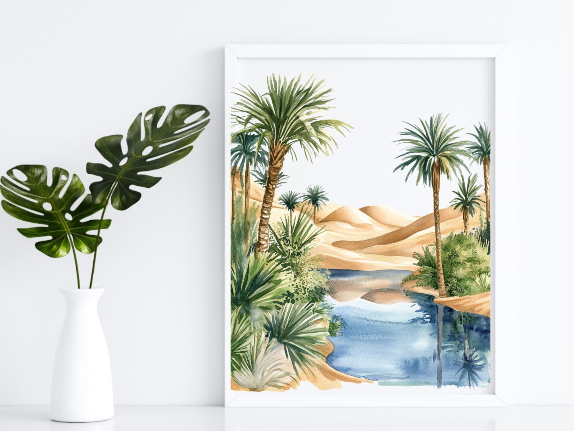 Watercolor Desert Oasis PNG Clipart - 30 Transparent Background Palm ...