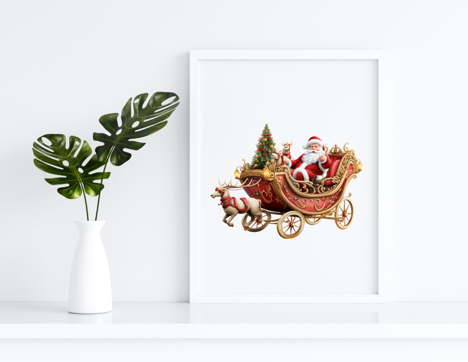 Clipart Santa's Sleigh , Christmas Png, Instant Download for Commercial ...