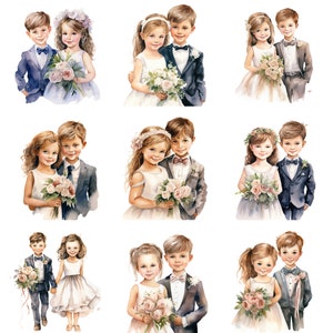 33 Kids Wedding Watercolor Clipart, Wedding Clipart, PNG Digital Files ...