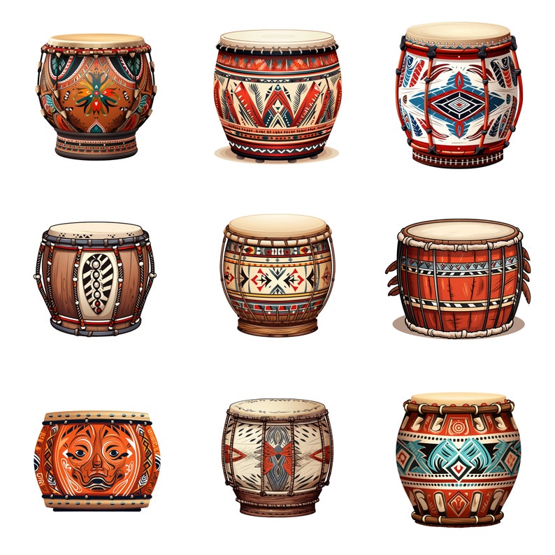 Tribal Drums Clipart, PNG Digital Files on Transparent Background ...
