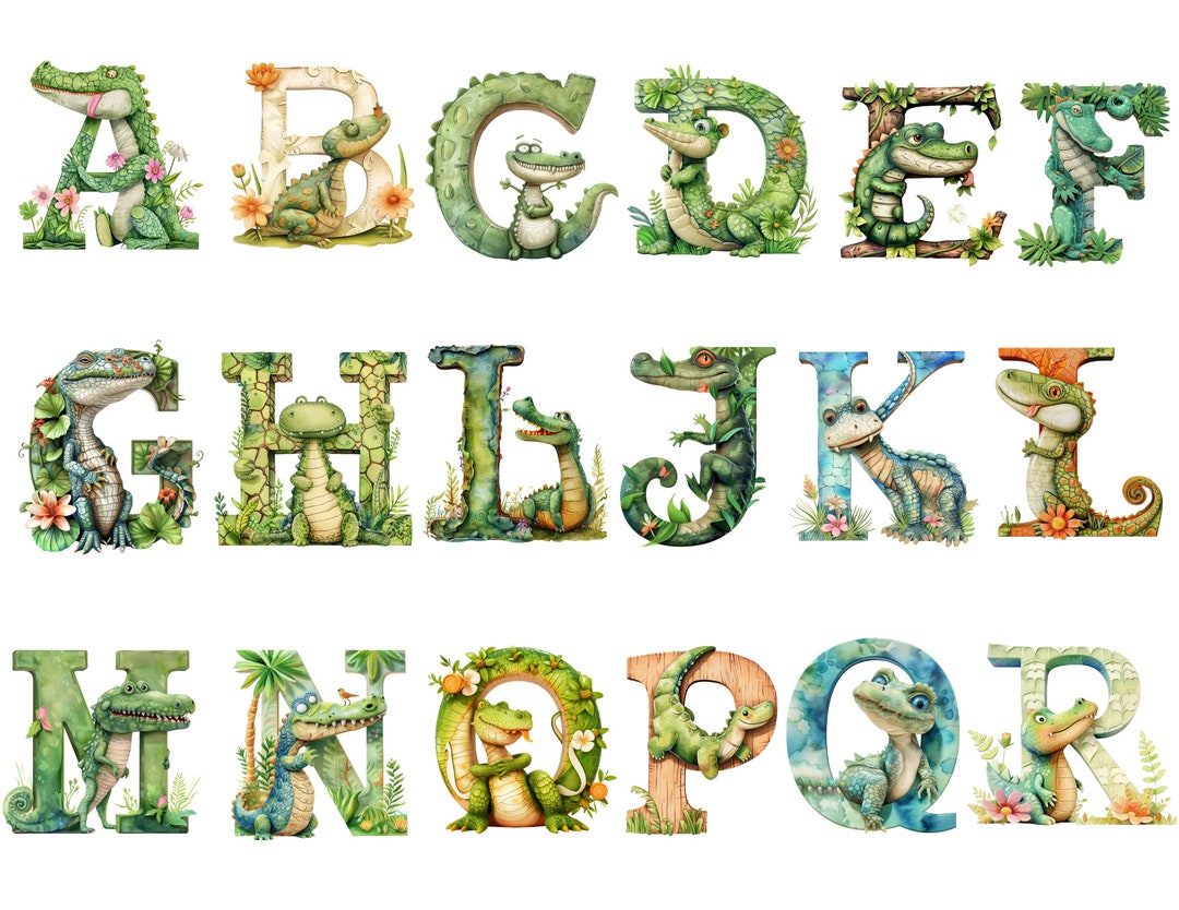 Crocodile Alphabet, Letters Png, Alphabet Png, Instant Download for ...