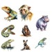 Watercolor Safari Animals Clipart, PNG Digital Images, Transparent ...