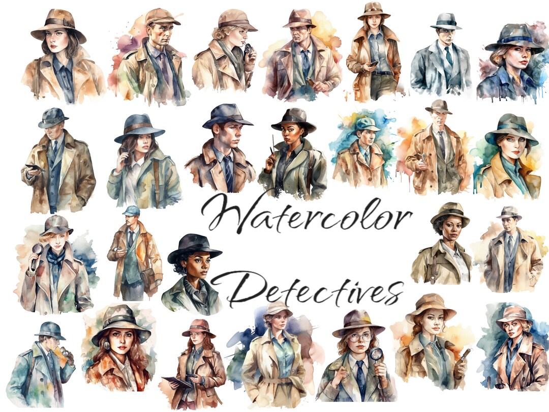 Watercolor Detectives Clipart, PNG Digital Files on a Transparent ...