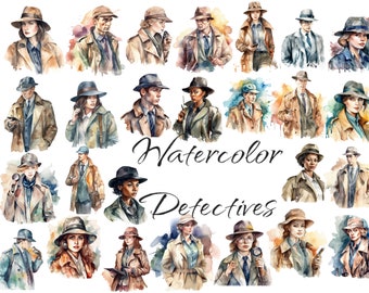 Intriguing Detective Room Collection Clipart: Watercolor - Etsy