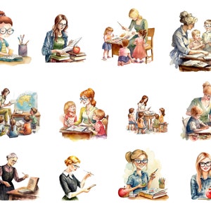 Watercolor Teacher Clipart, Teacher Life, Teaching Children, PNG Clip ...